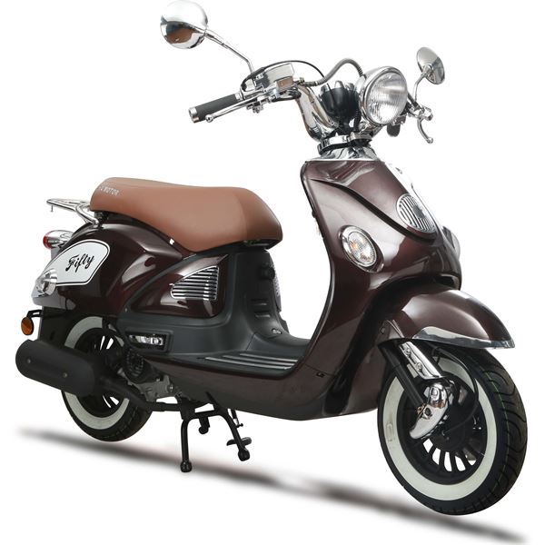 Scooter thermique 50 cm³ 4T Euro 4 CKA Fifty marron brillant Eurocka ... Scooter thermique 50 cm³ 4T Euro 4 CKA Fifty marron brillant Eurocka ...